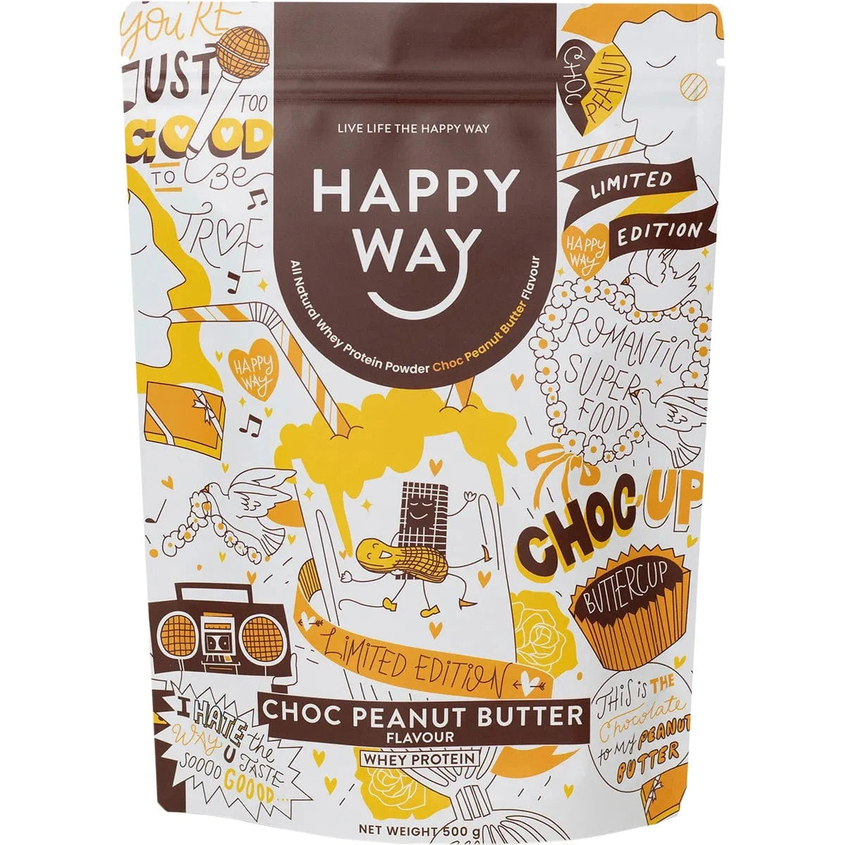 Happy Way Whey Protein Powder Choc Peanut Butter 500g — Artisanal Australia