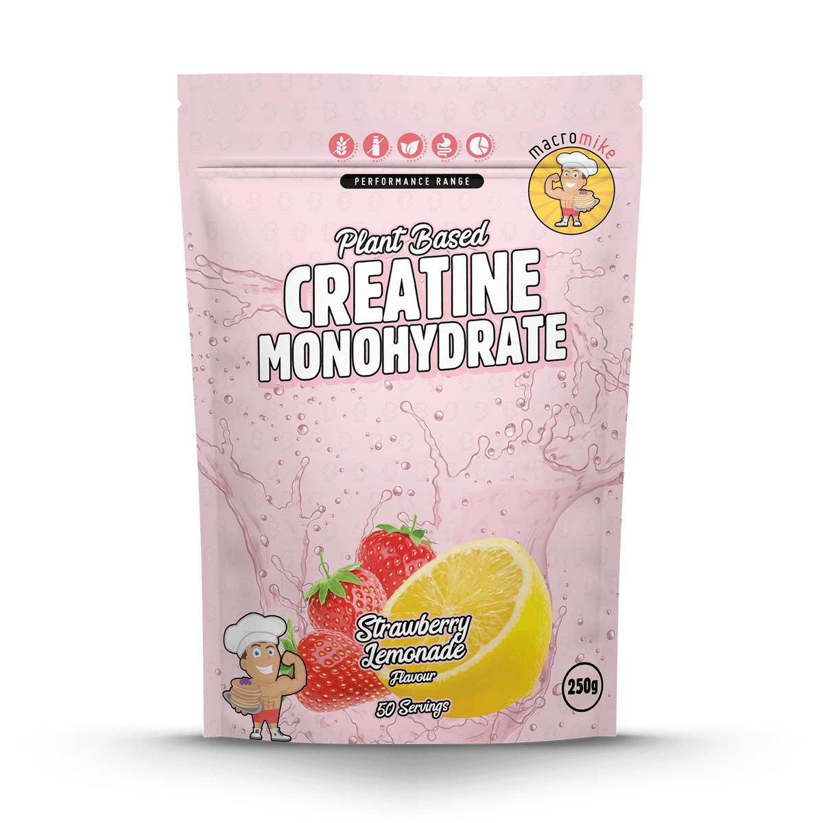 Macro Mike Plant Based Creatine Monohydrate Strawberry Lemonade 250g ...