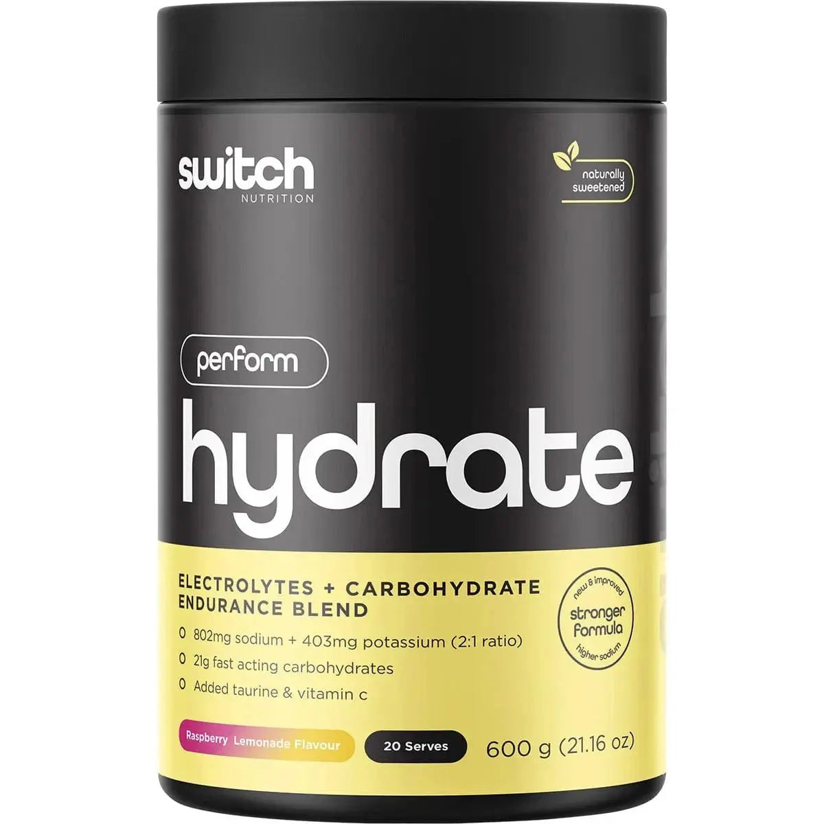 Switch Nutrition Hydrate Perform Electrolytes & Carbs Raspberry Lemona ...