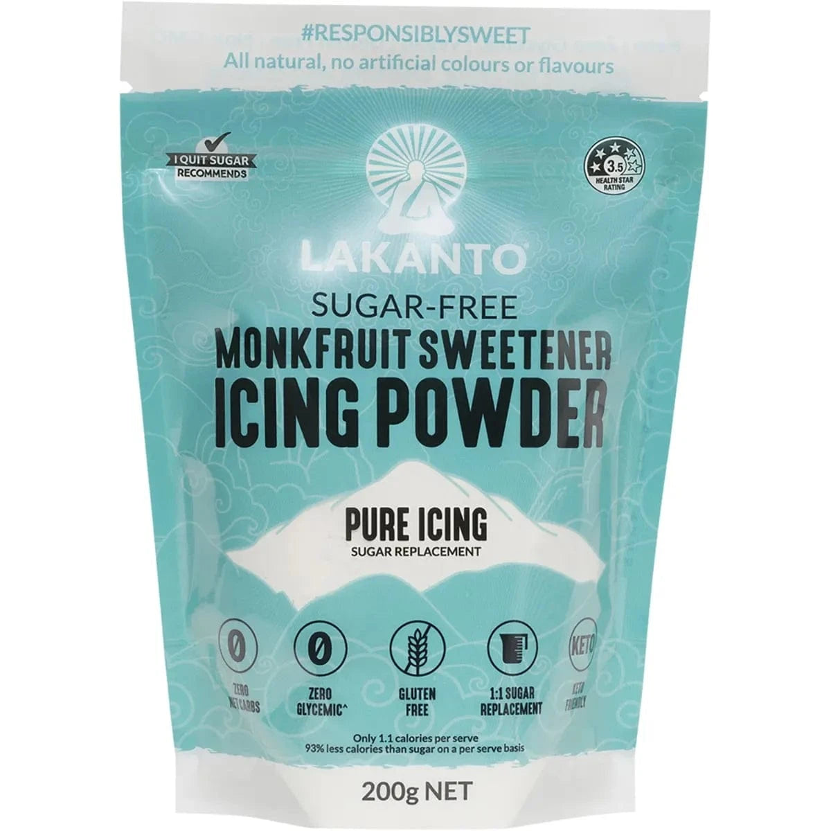 Lakanto Icing Powder Classic Monkfruit Sweetener - Pure Icing Sugar Su ...
